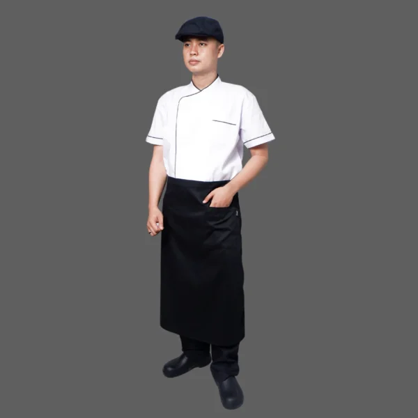 Jual Long Half Apron Pro Unisex Hitam Putih - Risum.co.id Custom Apron ...
